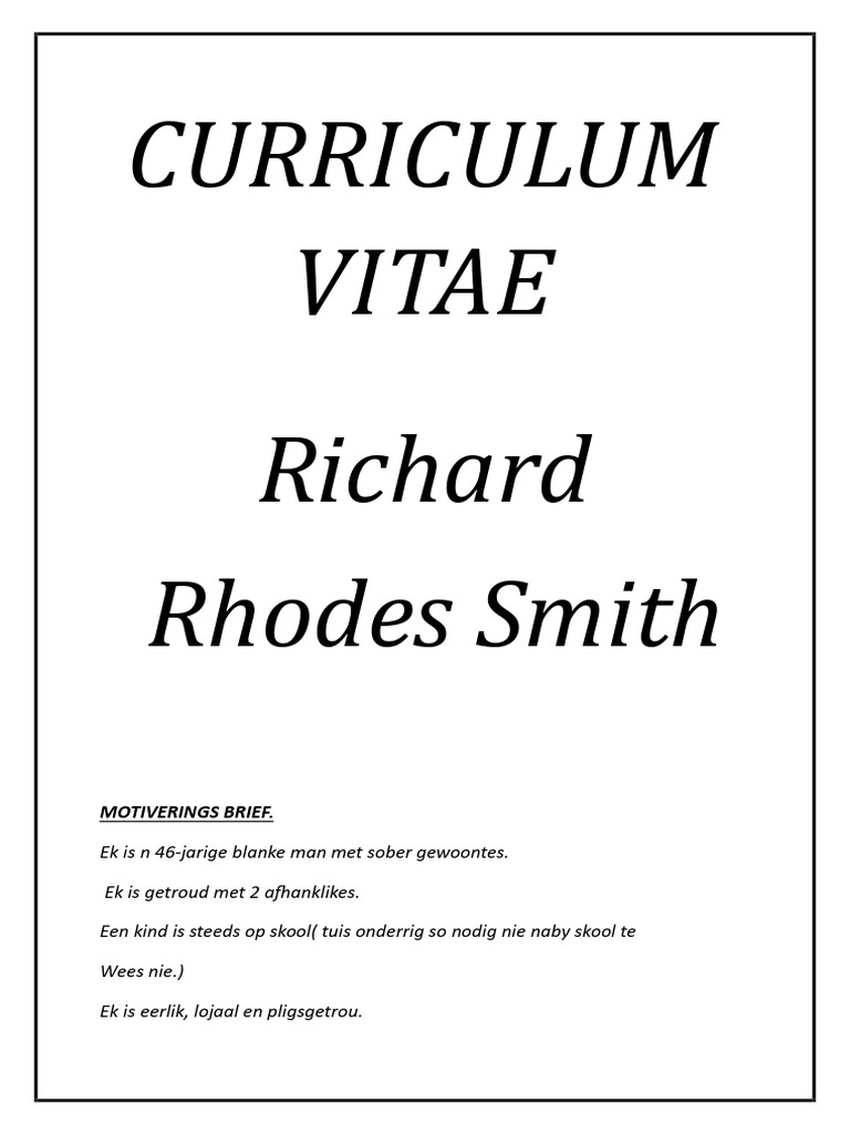 CV - Richard Rhodes Smith | PDF