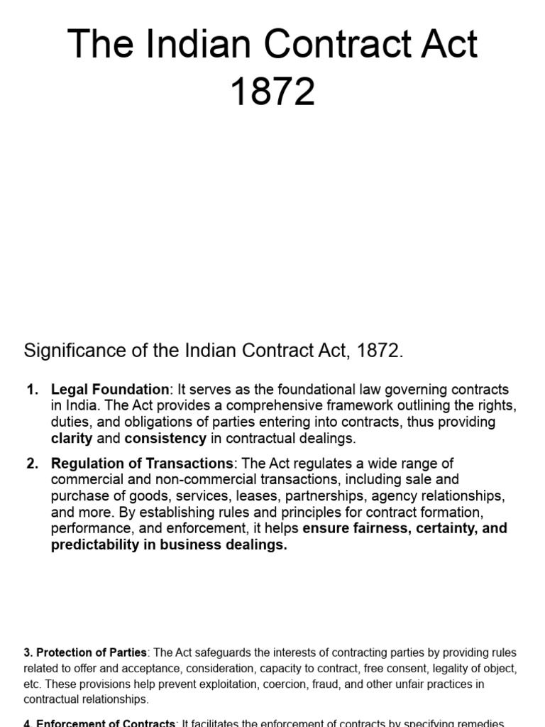 Importance of the Indian Contract Act | PDF | Justice | Crime & Violence