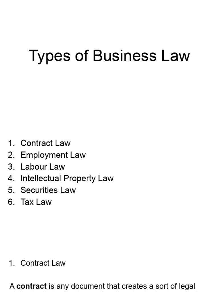 Overview of Business Law Types in India | PDF | Employment ...