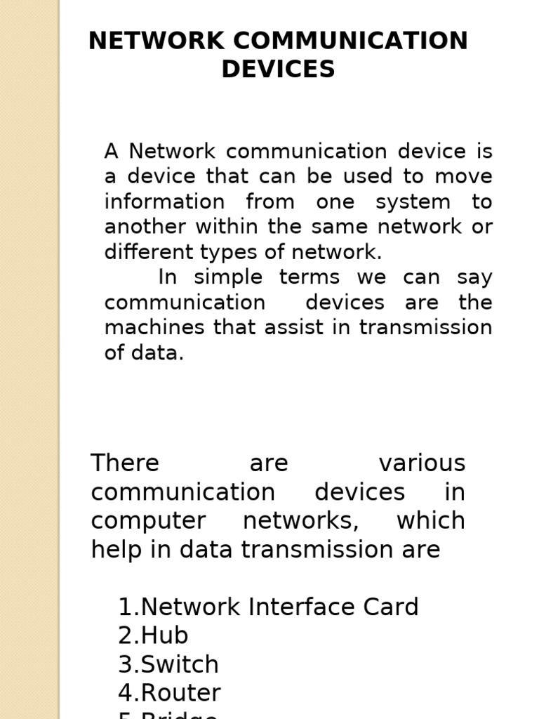 Networkcommudevices | PDF | Transmission Medium | Computer Network