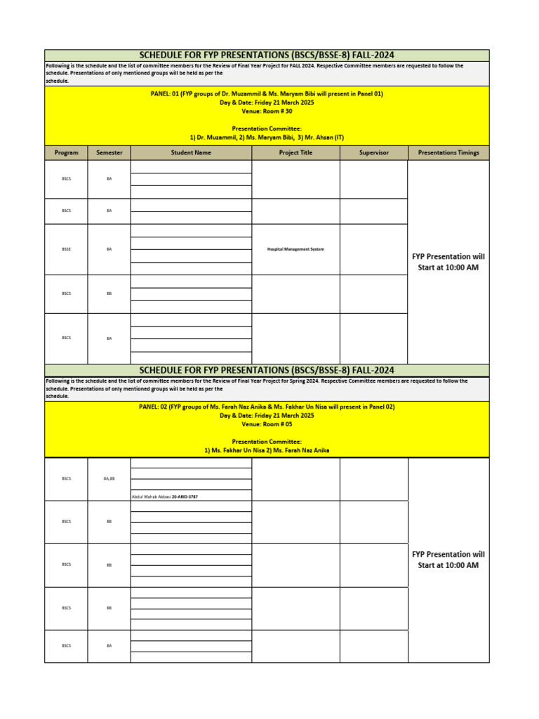 BSCS 8th Semester FYP Presentation Day 2 | PDF