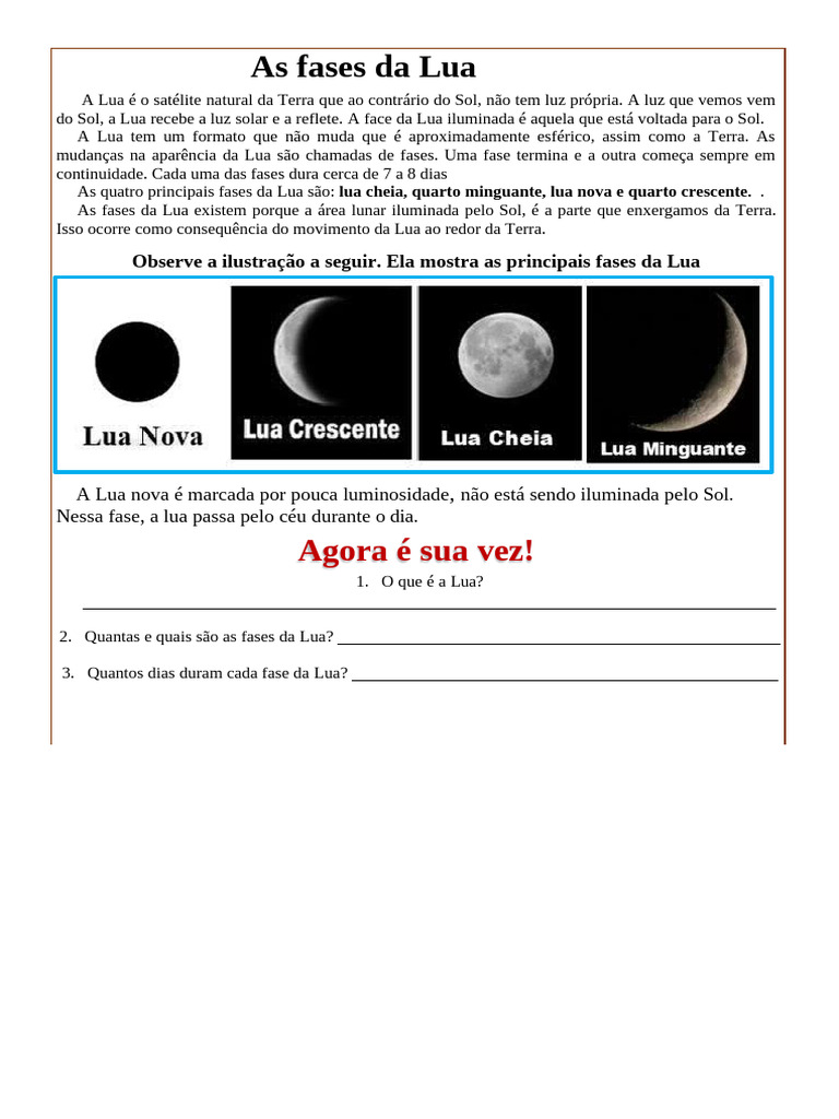 As fases da Lua | PDF