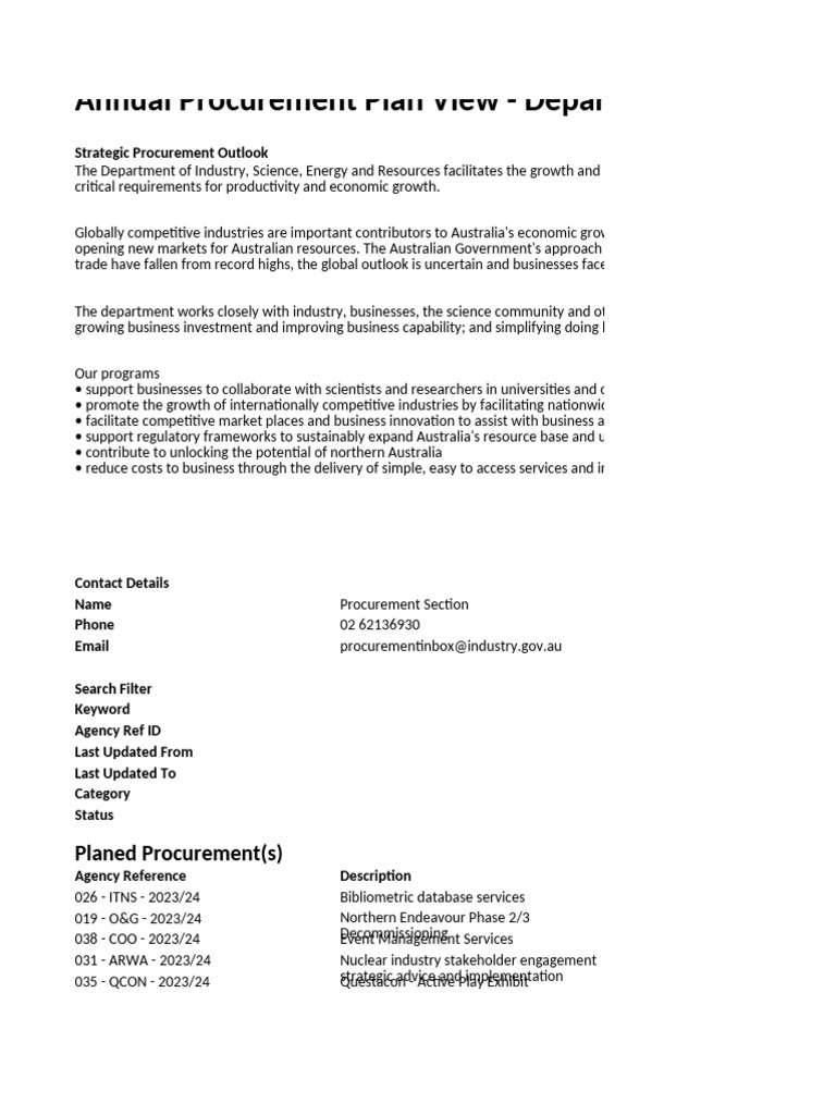 AusTender Annual Procurement Plan View 20250416 183254 | PDF | Mass ...