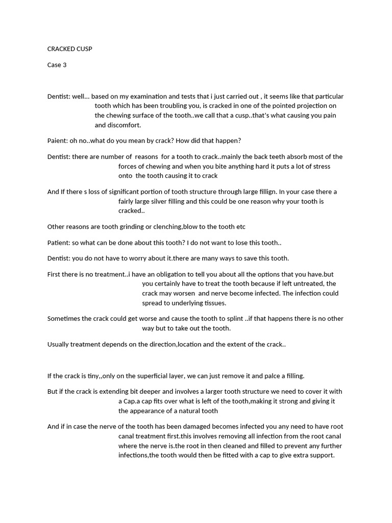 Task 3 CRACKED CUSP by Saru | PDF | Tooth | Medical Specialties
