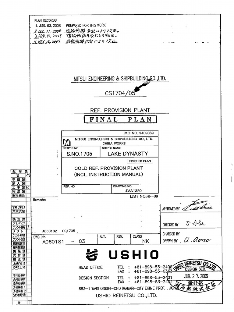Hf09 Cold Ref. Provision Plant (Incl. Instruction Manual) | PDF