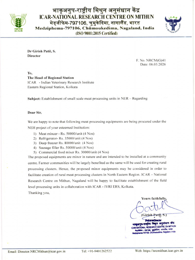 Establishment of Small Scale Meat Processing Units in NER (Head of ...