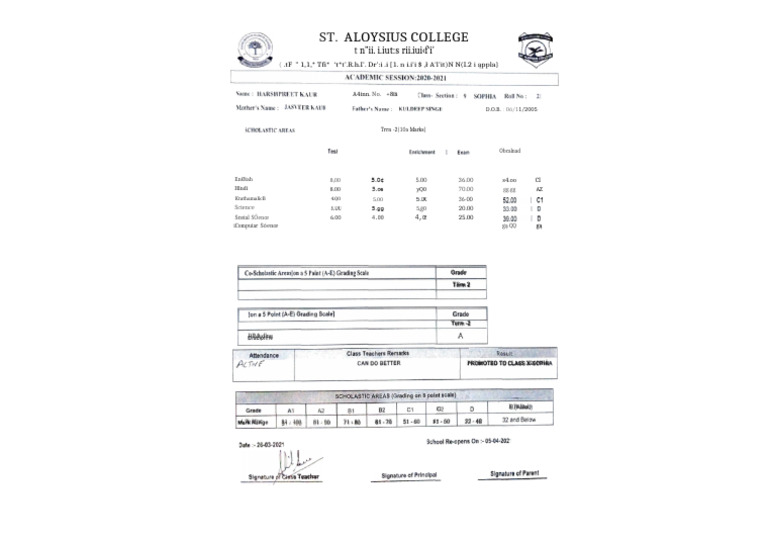 Harshpreet Report Card | PDF