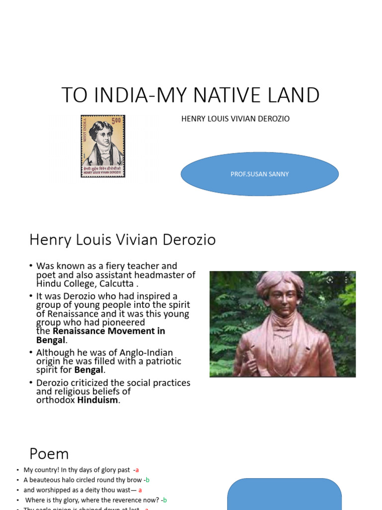 Derozio's "To India - My Native Land" | PDF
