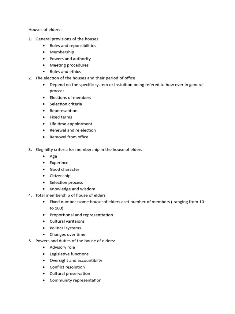 Houses of Elders: Structure and Roles | PDF