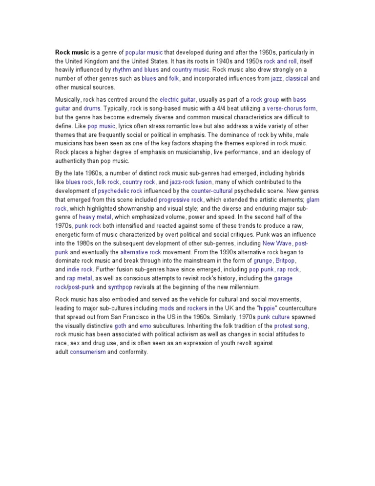 Rock Music | PDF | Rock And Roll | Rock Music