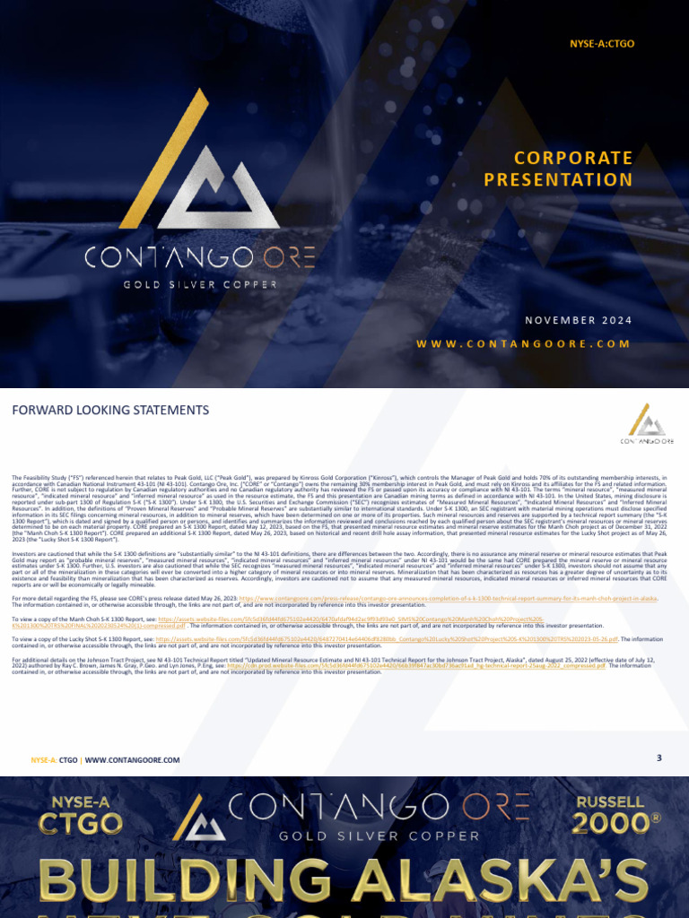 Contango Ore Corporate Presentation 2024 | PDF | Mining | Minerals