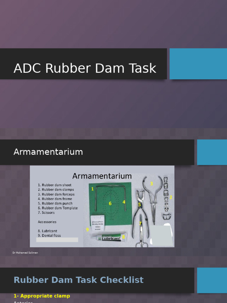 Rubber Dam Armamentarium Guide | PDF | Dentistry | Mouth