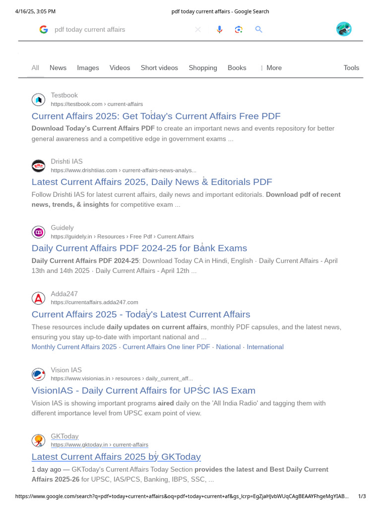 PDF Today Current Affairs - Google Search | PDF