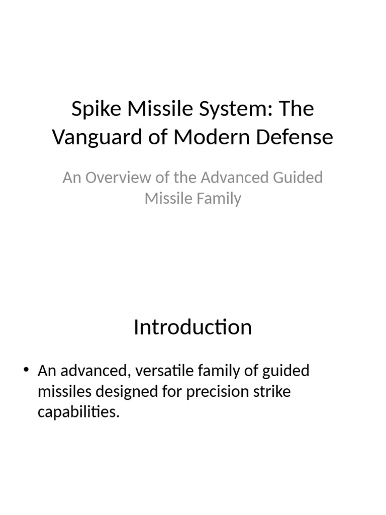 Spike Missile System Overview and Features | PDF