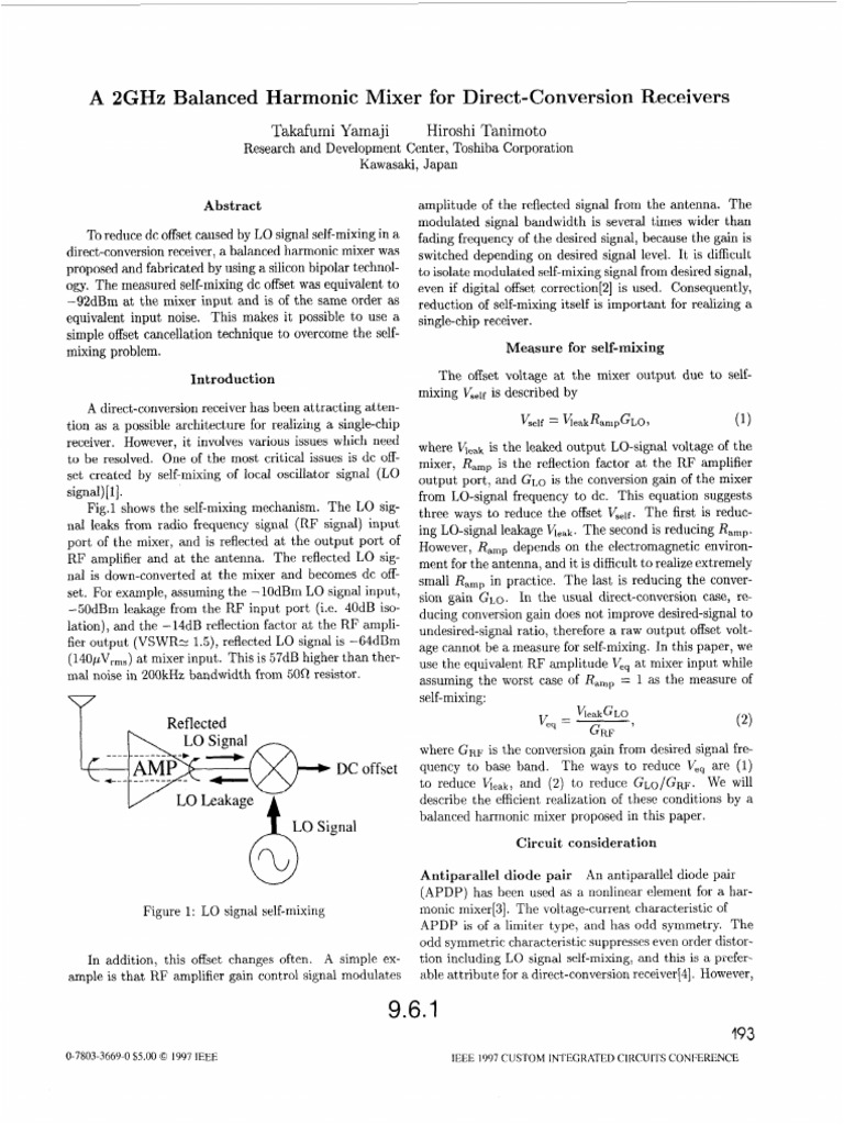 2GHz Balanced Harmonic Mixer Design | PDF | Amplifier | Modulation