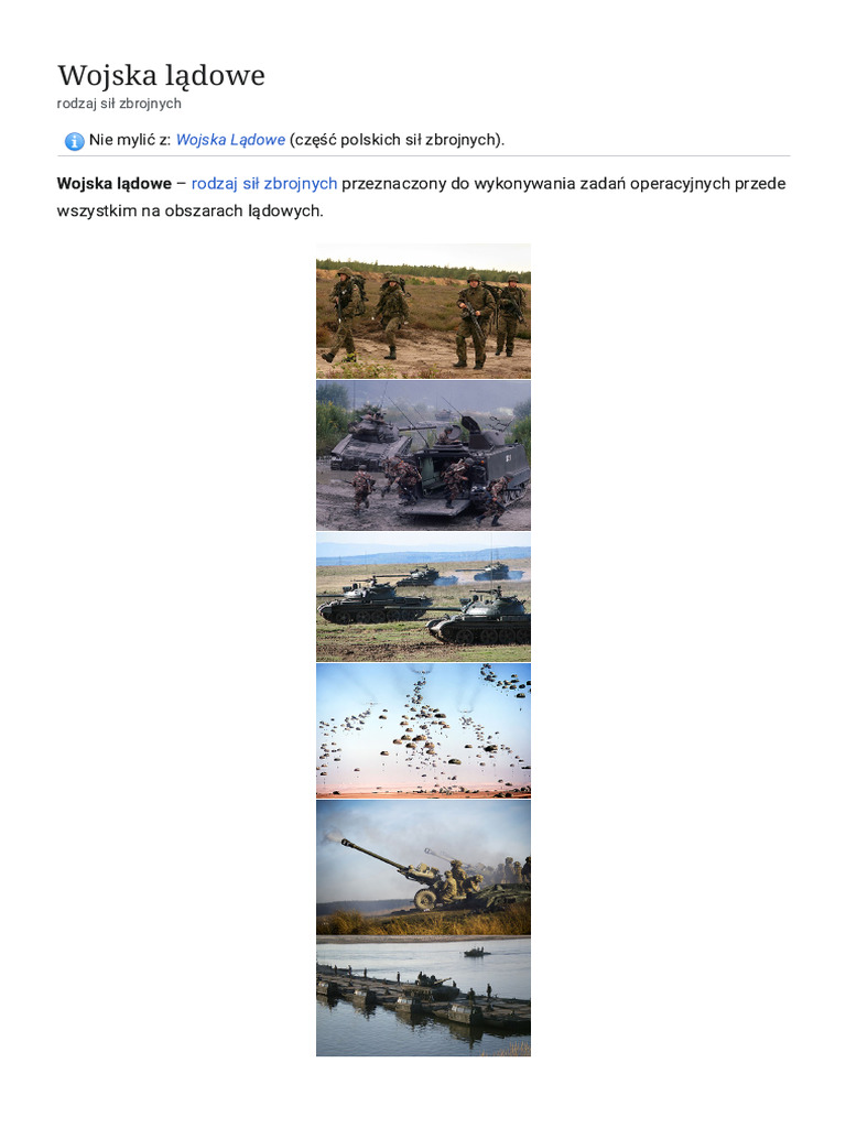 Wojska lądowe – Wikipedia, wolna encyklopedia | PDF
