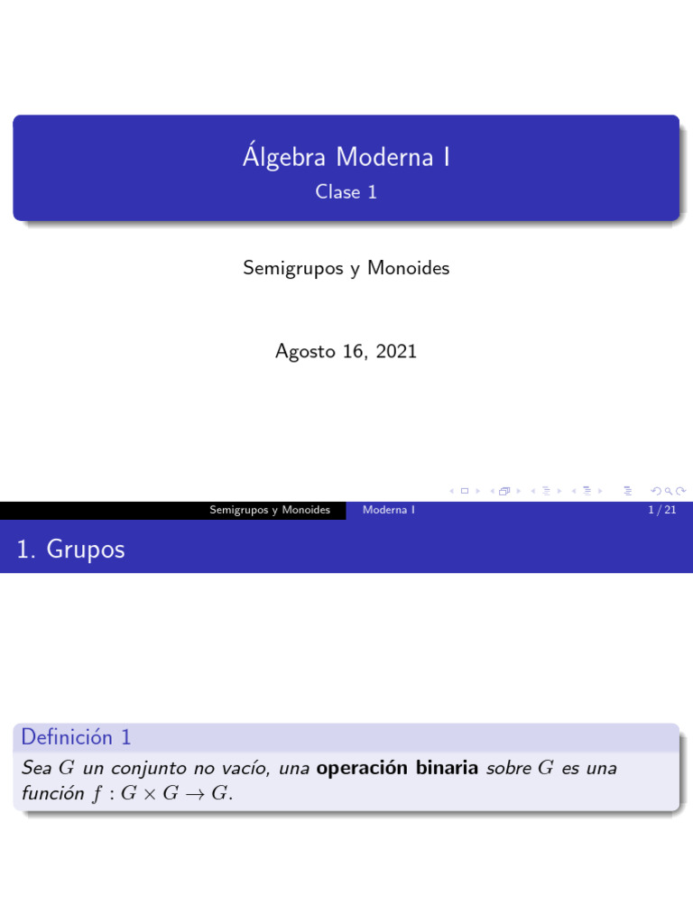 Myriam Álgebra Moderna I | PDF | Grupo (Matemáticas) | Relaciones matematicas