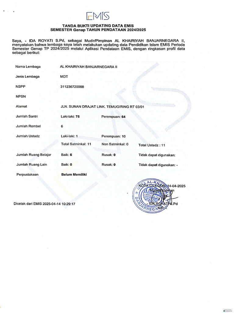 BUKTI UPDATING DATA EMIS - Compressed | PDF