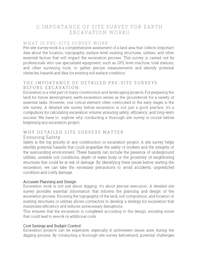 Surv Work FR Excavation | PDF