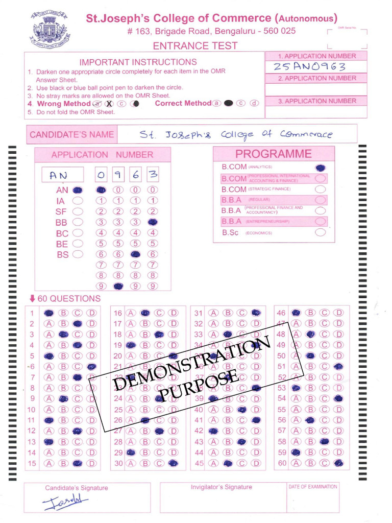 OMR Sample 2025 1 | PDF