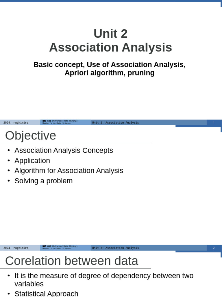 Unit2 AssociationAnalysis V2 | PDF | Applied Mathematics | Theoretical Computer Science