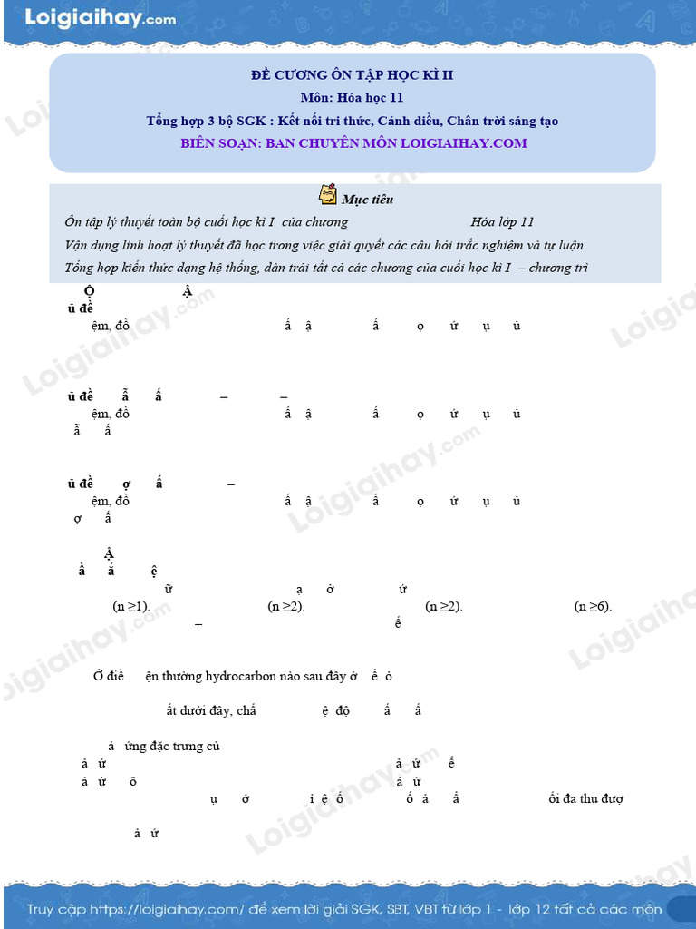 De Cuong On Tap hk2 Hoa 11 Co Dap An 1710468858 | PDF