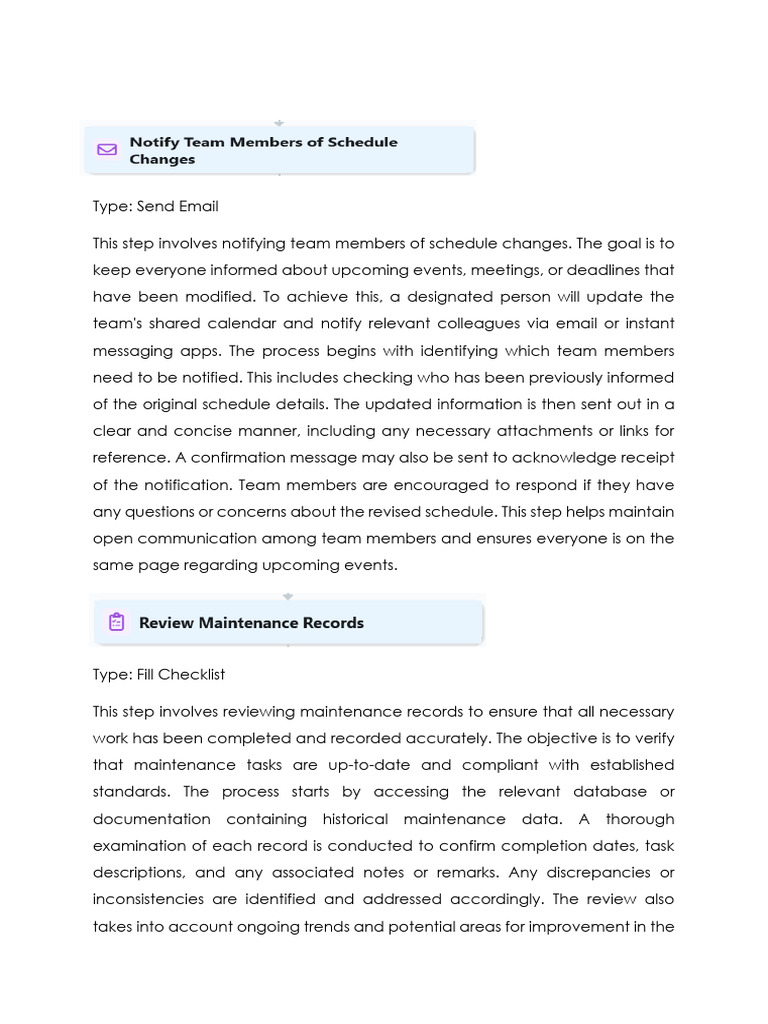Notify Team Schedule Changes & Maintenance Review | PDF