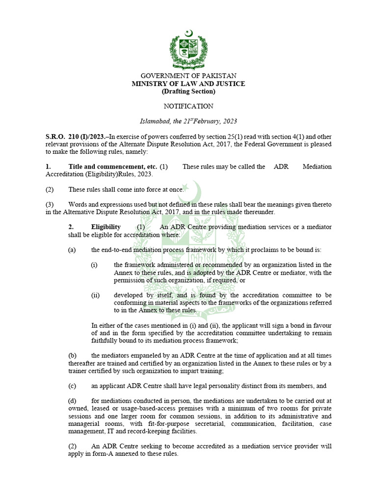 ADR Mediation Eligibility Rules as amended | PDF | Mediation ...