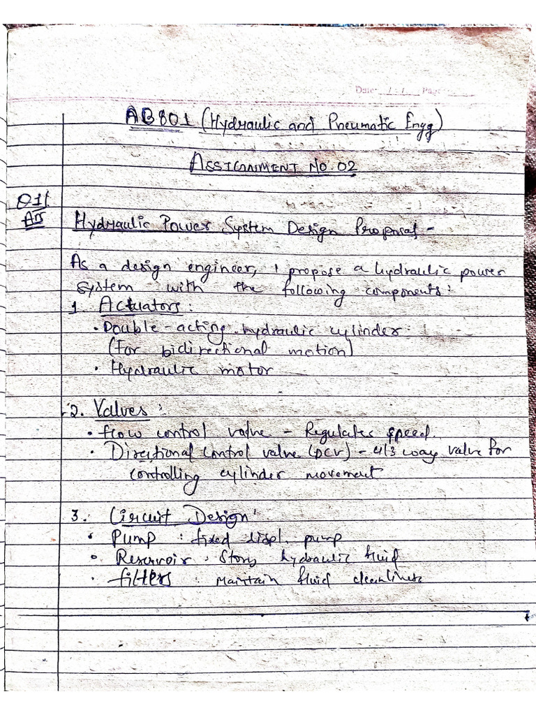 Assignment 02 - Hydraulic and Pneumatic Engineering | PDF