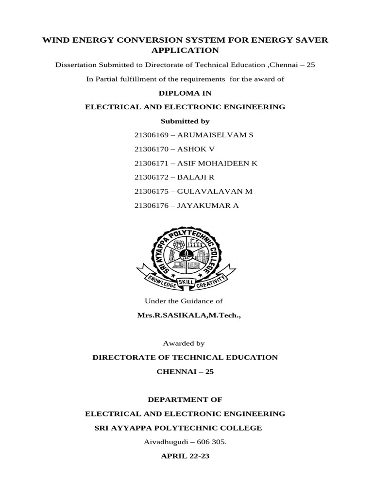 WIND ENERGY CONVERSION SYSTEM FOR ENERGY SAVER | PDF | Rectifier | Microcontroller