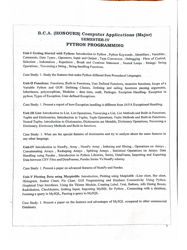 Python Unit - 1 | PDF