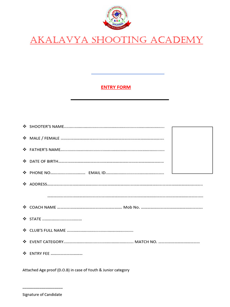1st Ghaziabad Shooting Cup Entry Form | PDF