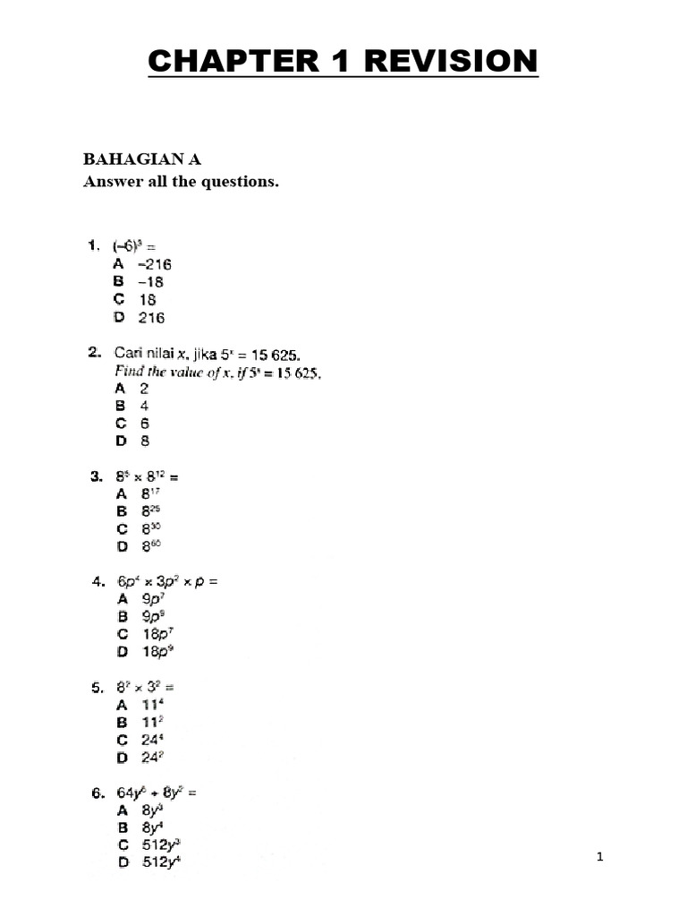 Chapter 1 Revision No CP | PDF
