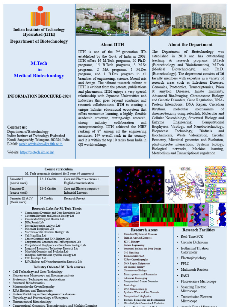 Brochure MTech Medical Biotech 2024 | PDF | Bioinformatics | Biology