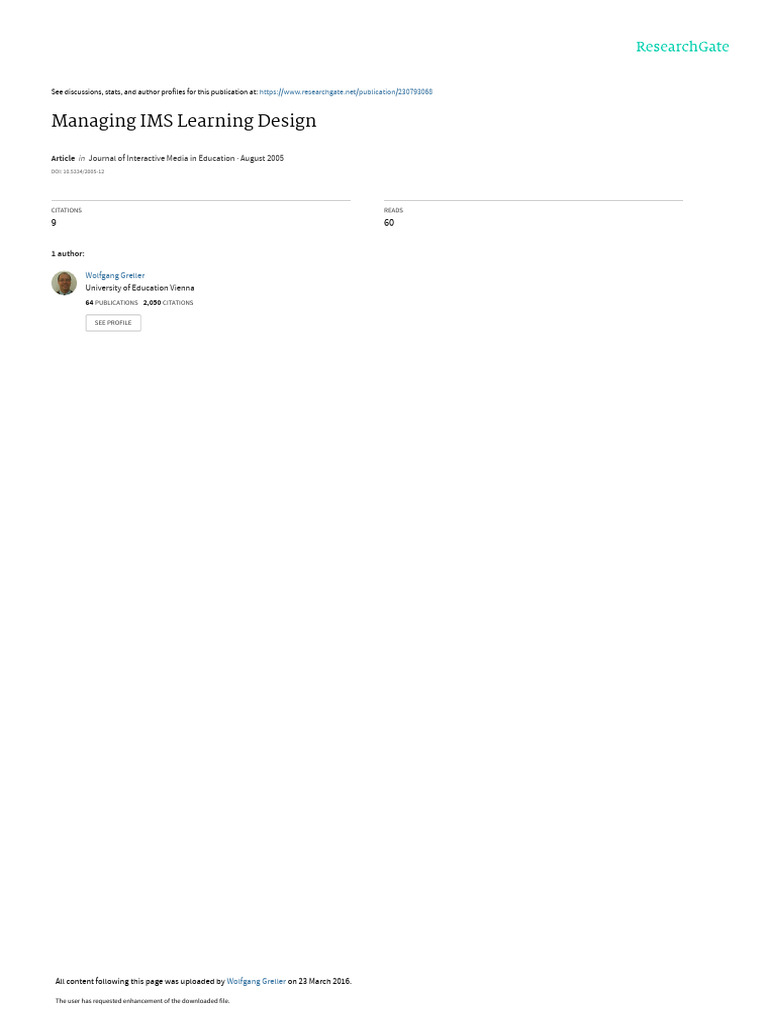 Managing_IMS_Learning_Design | PDF | Metadata | Learning