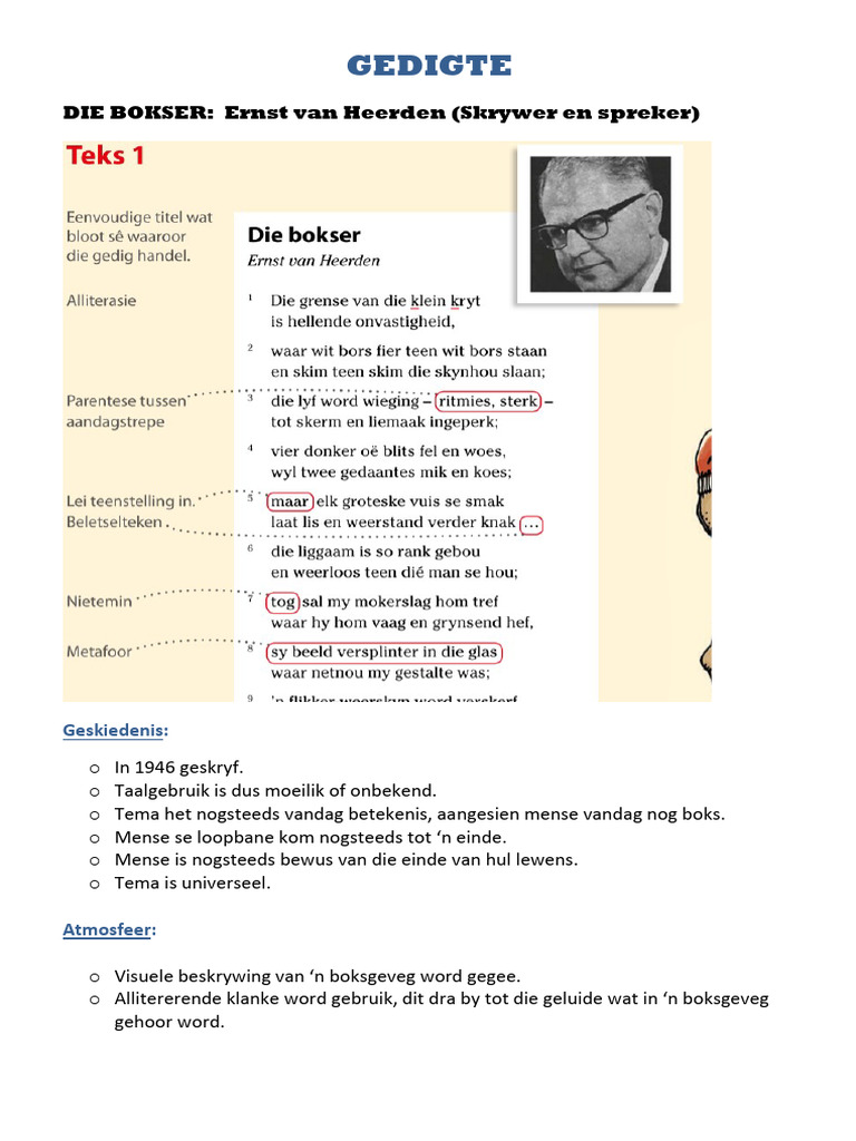 Afrikaans - Graad 9 - Poësie en Prosa - Kwartaal 3 | PDF