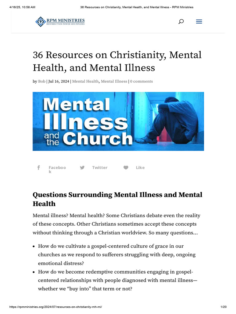 36 Resources On Christianity, Mental Health, and Mental Illness - RPM Ministries | PDF | Mental ...