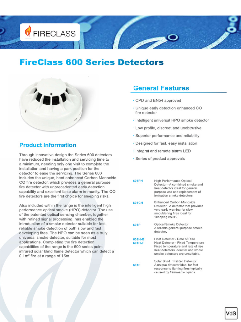 FireClass 600 Series Detectors Datasheet | PDF