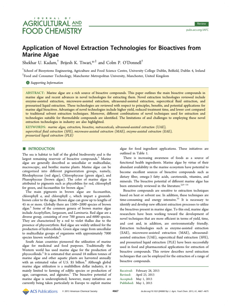 Novel Extraction Methods for Marine Bioactives | PDF | Polyphenol ...