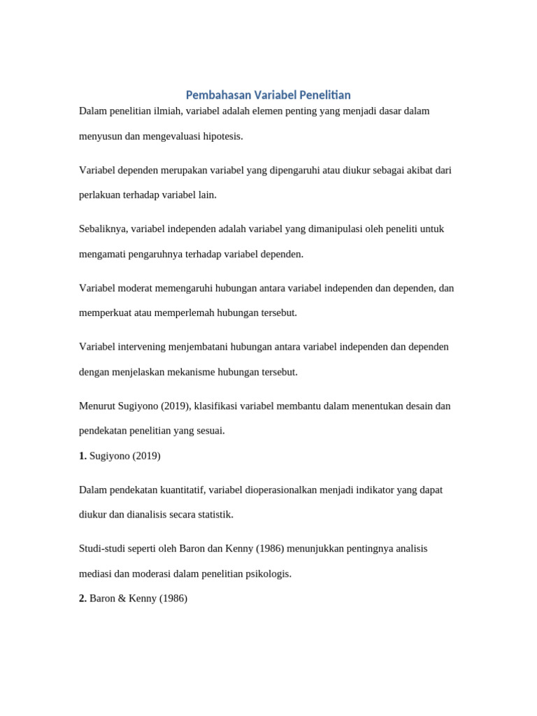 Makalah Pembahasan Variabel Penelitian Final | PDF