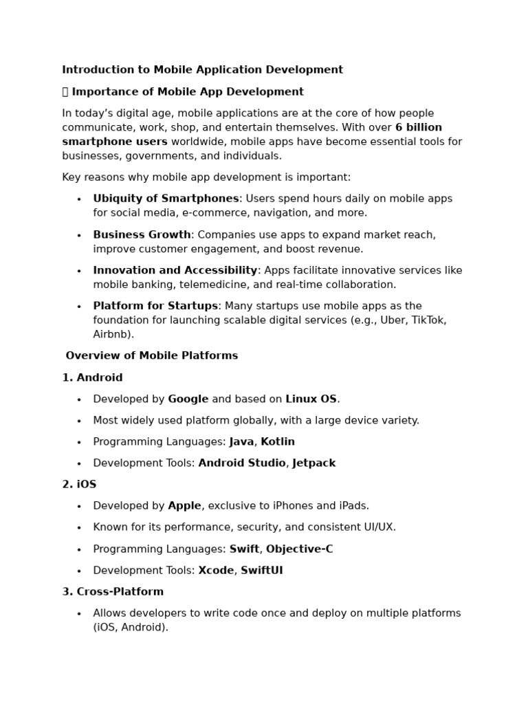 Introduction To Mobile Application Development | PDF