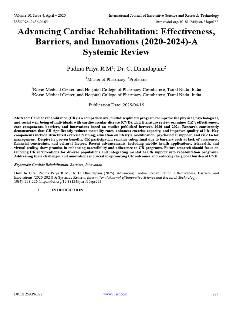 Advancing Cardiac Rehab: Barriers & Innovations | PDF | Cardiovascular ...