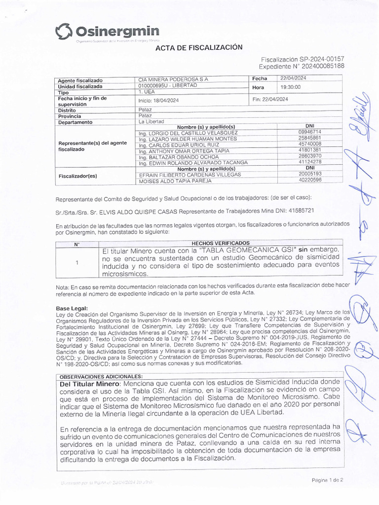 CA 008 Acta de Fiscalizacion | PDF