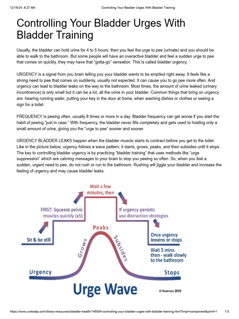 Bladder Training for Urgency Control | PDF | Urinary Incontinence ...