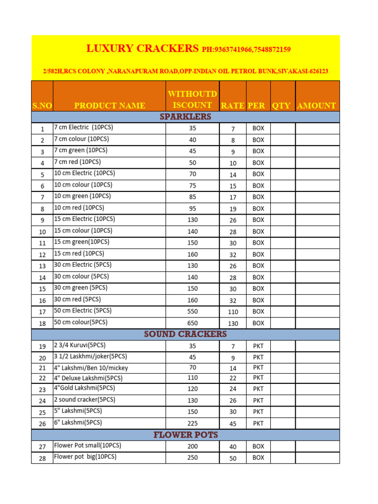 Crackers PRICE LIST 2024 NEW | PDF