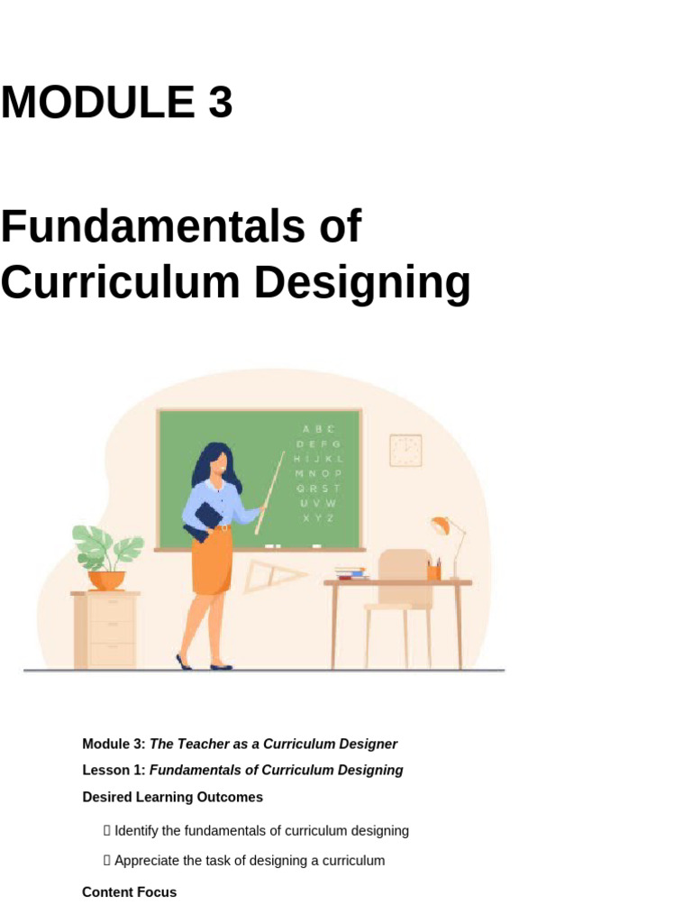 MODULE 3. Fundamentals of Curriculum Designing | PDF | Educational ...