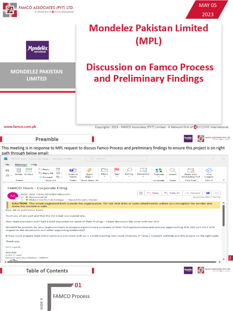 Summary of Famco Process & Findings | PDF