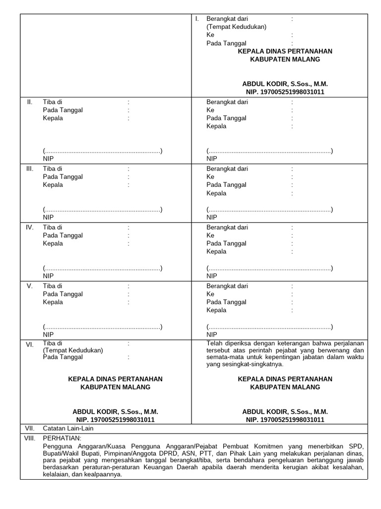 SPPD Belakang Format Baru | PDF