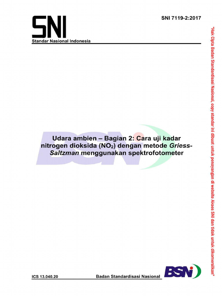 7233-SNI 7119-2-2017-Udara Ambien - Bagian 2 Cara Uji Kadar Nitrogen Dioksida (NO2) Dengan ...