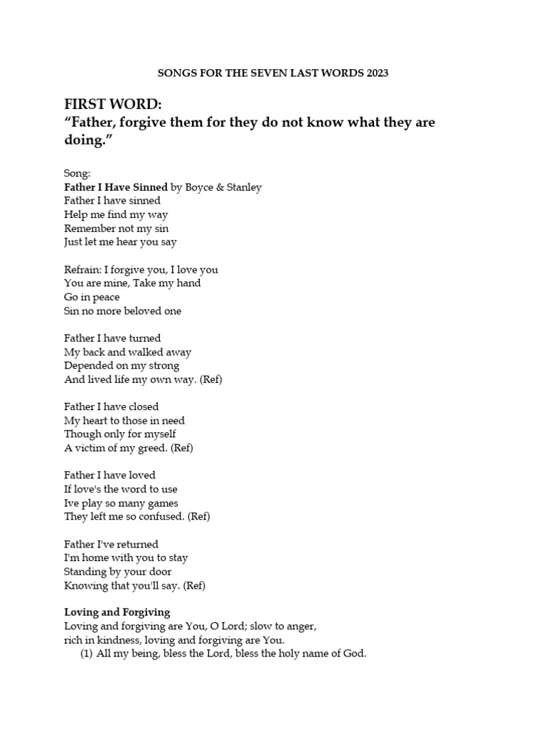 SONGS FOR THE SEVEN LAST WORDS With Lyrics | PDF